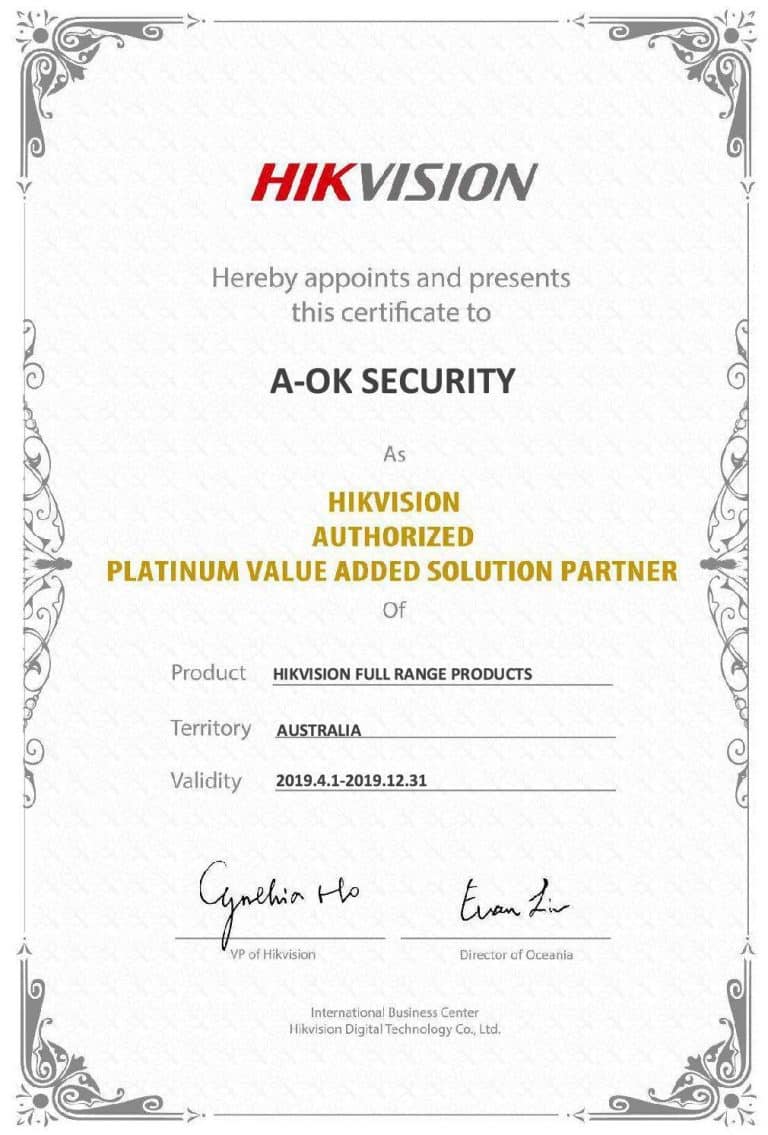 A-OK Security is now officially a Hikvision Platinum partner.